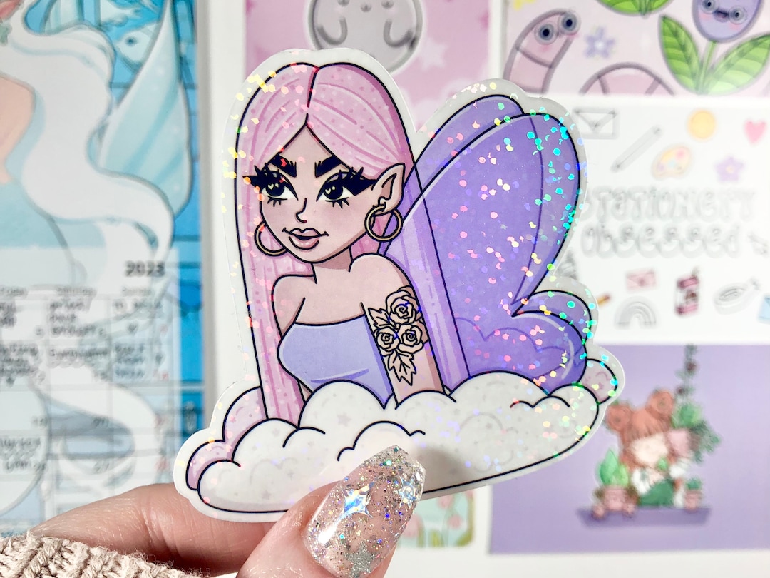 Holographic Pixie Vinyl Sticker| Kawaii Fairy Planner Sticker| Cute ...