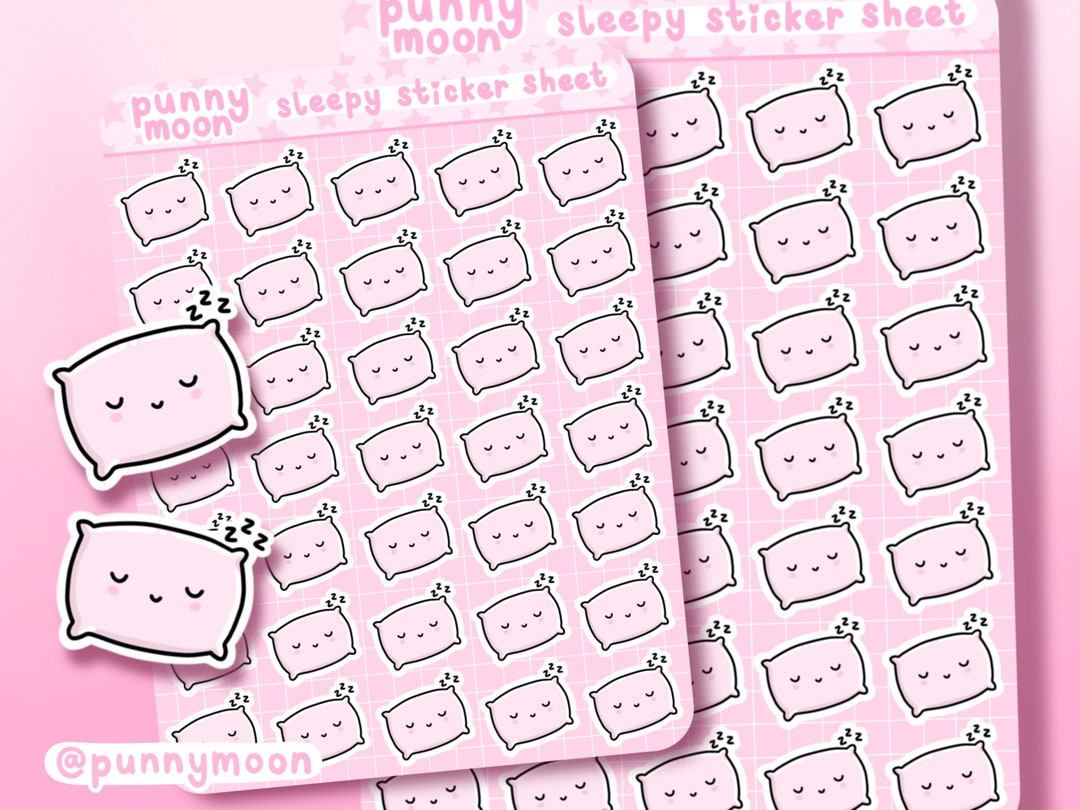 Kawaii Pillow Stickers| Cute Sleep Tracker Planner Stickers| Cosy Nap ...