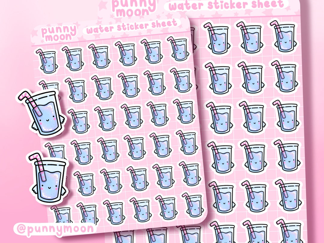 Cute Water Tracker Stickers| Kawaii Drink Planner Stickers| Water ...