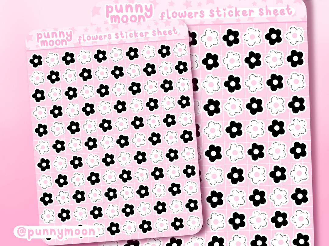 Mini Black and White Flowers Sticker Sheet| Cute Emo Stickers| Goth ...