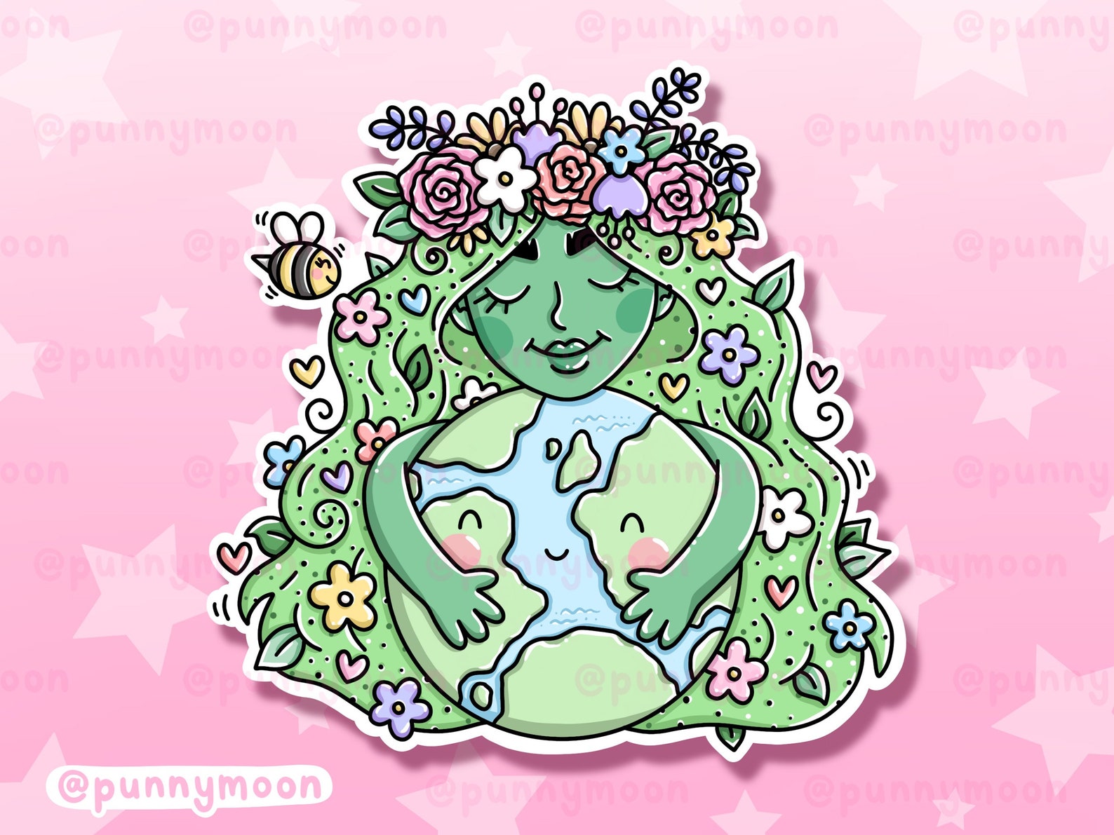 Cute Gaia Vinyl Sticker| Mother Earth Planner Die-cut| Eco Goddess ...