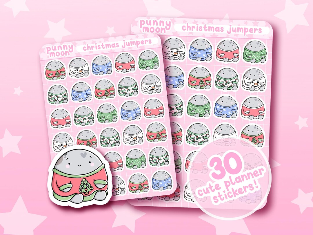 Christmas Jumper Sticker Sheet Cute Planner Stickers Fun Kawaii ...