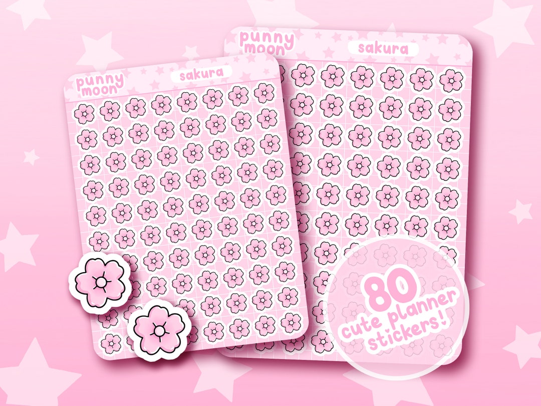 Sakura Flower Sticker Sheet| Cute Planner Stickers| Kawaii Stationery ...