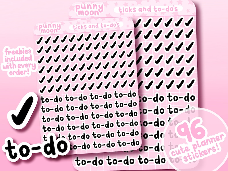 Black Tick Mark Planner Stickers| Kawaii to Do List Sheet| Cute Goals ...