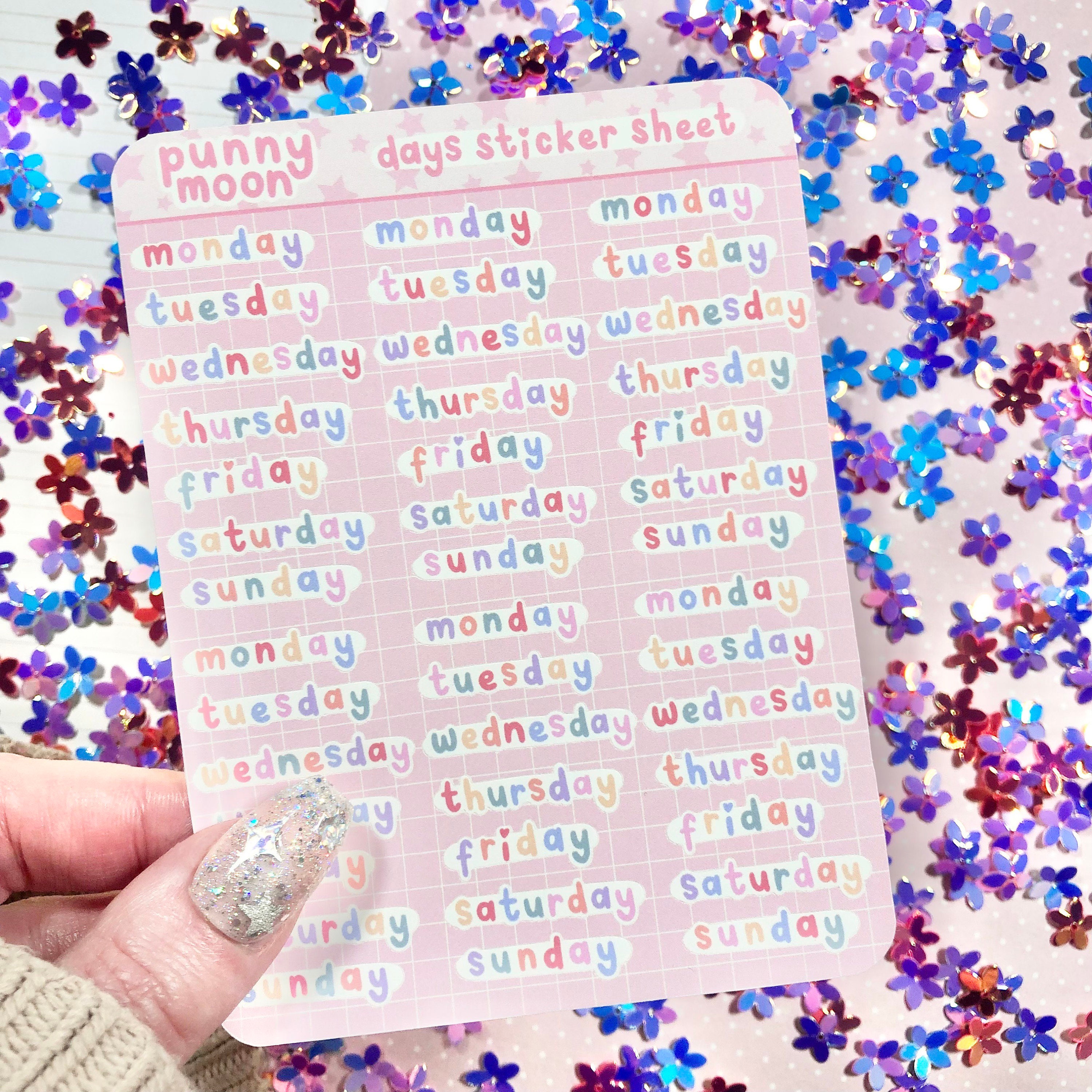 Rainbow Days of the Week Sticker Sheet Cute Weekday Planner - Etsy UK