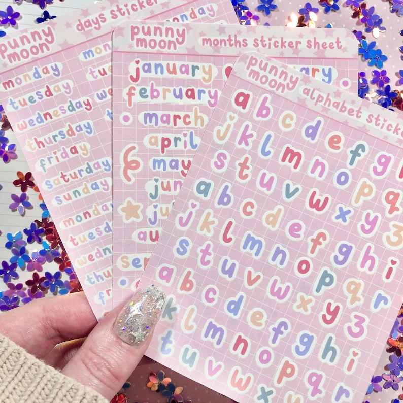 Rainbow Days of the Week Sticker Sheet| Cute Weekday Planner Stickers ...