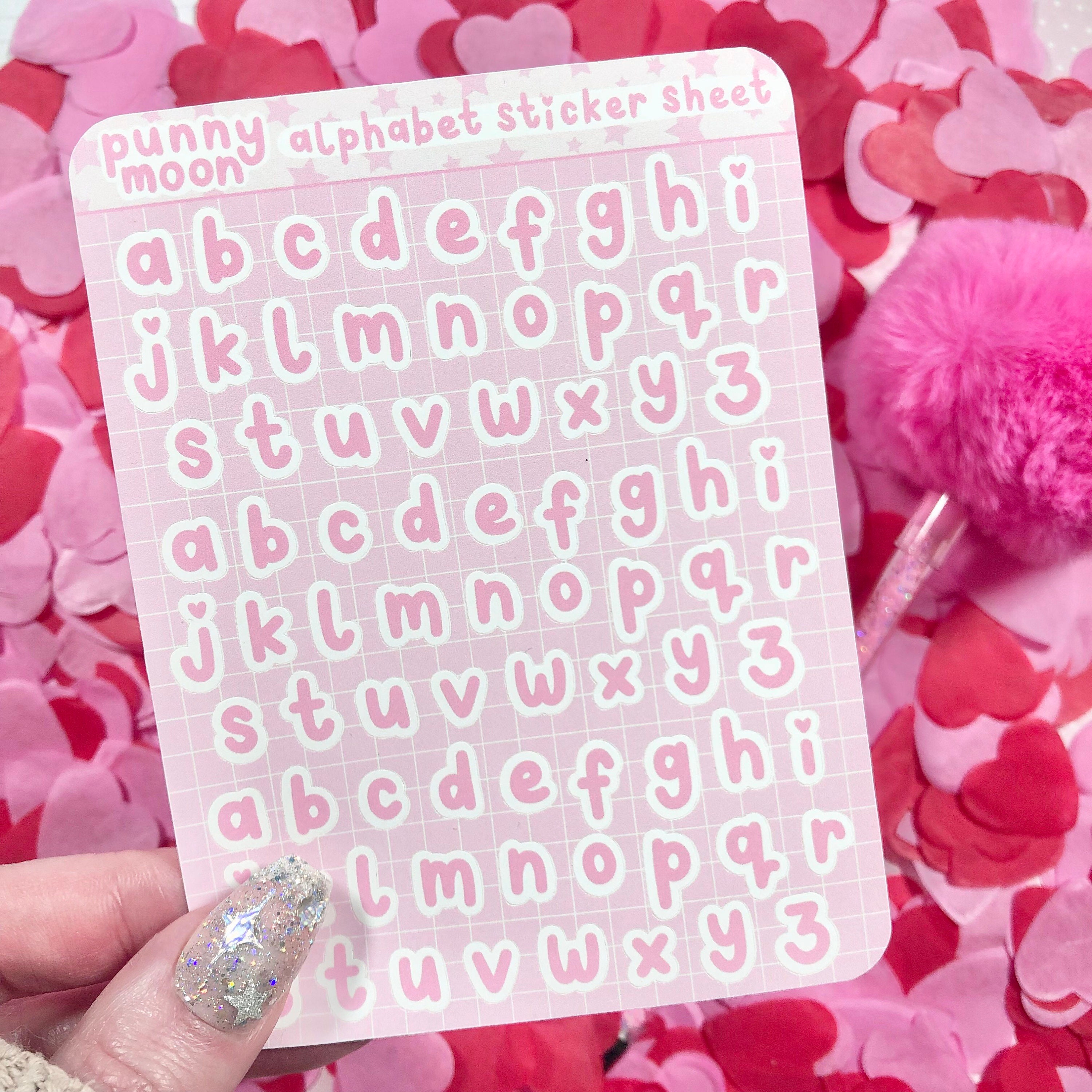 Pink Alphabet Sticker Sheet| A-Z Letter Stickers| Cute Font Planner ...