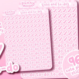 Pink Tick Mark Planner Stickers Kawaii to Do List Sheet Cute Goals Bujo ...