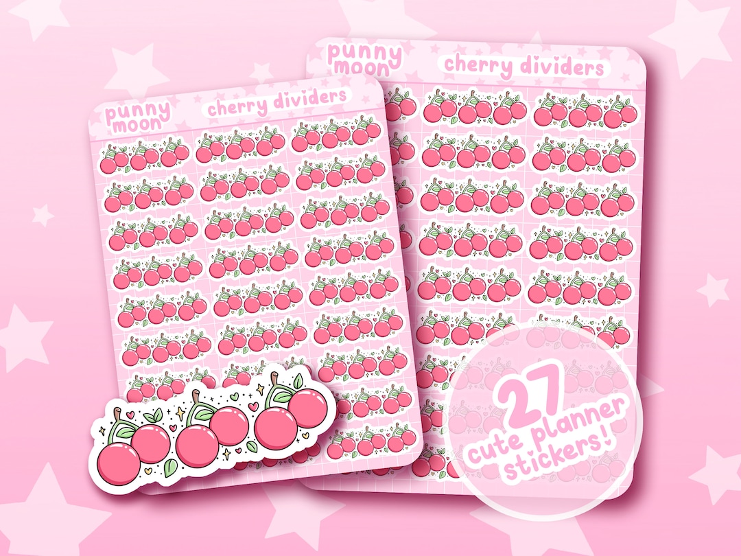 Cherry Dividers Sticker Sheet| Cute Planner Stickers| Kawaii Cherries ...