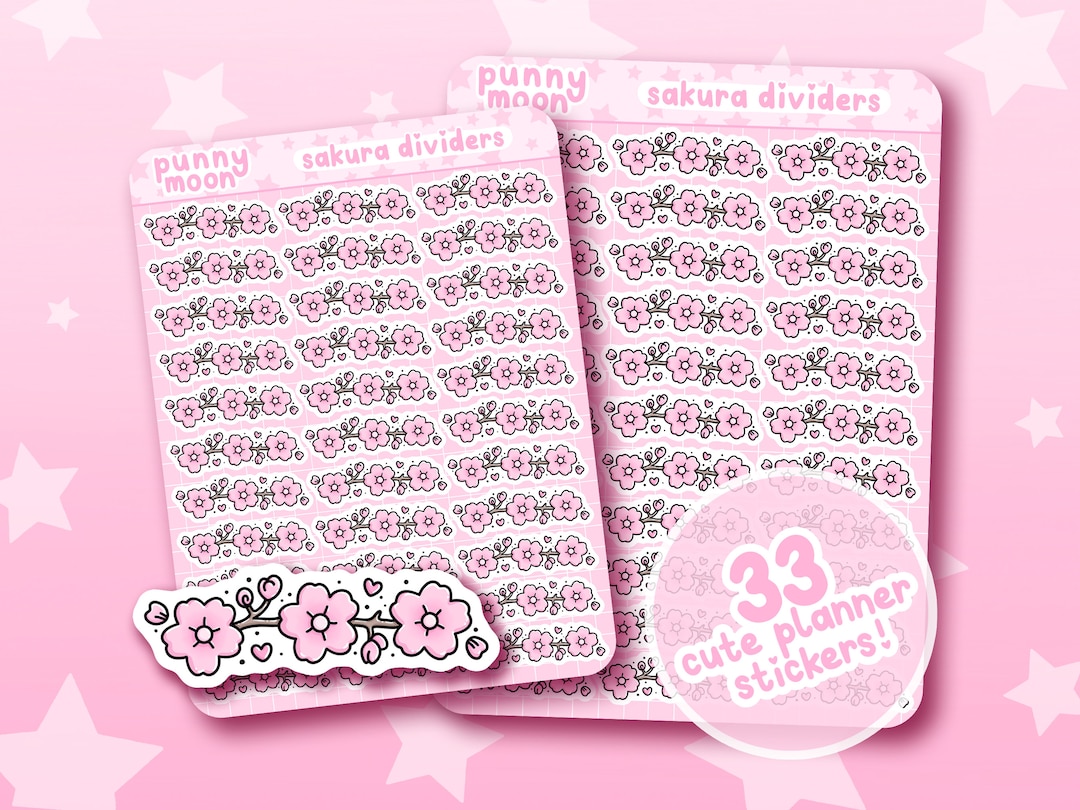 Sakura Divider Sticker Sheet| Cute Planner Stickers| Kawaii Stationery ...