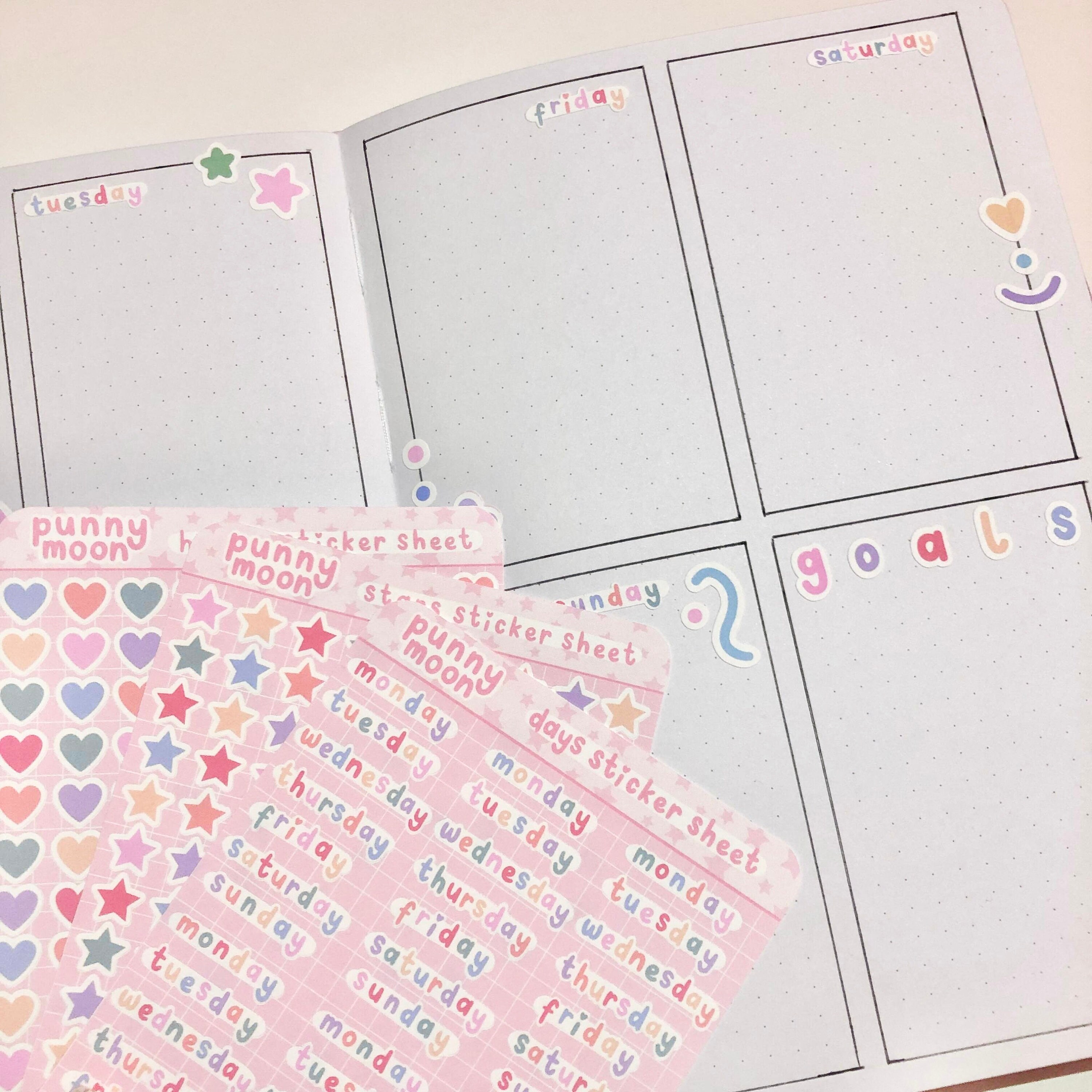Rainbow Days of the Week Sticker Sheet| Cute Weekday Planner Stickers ...