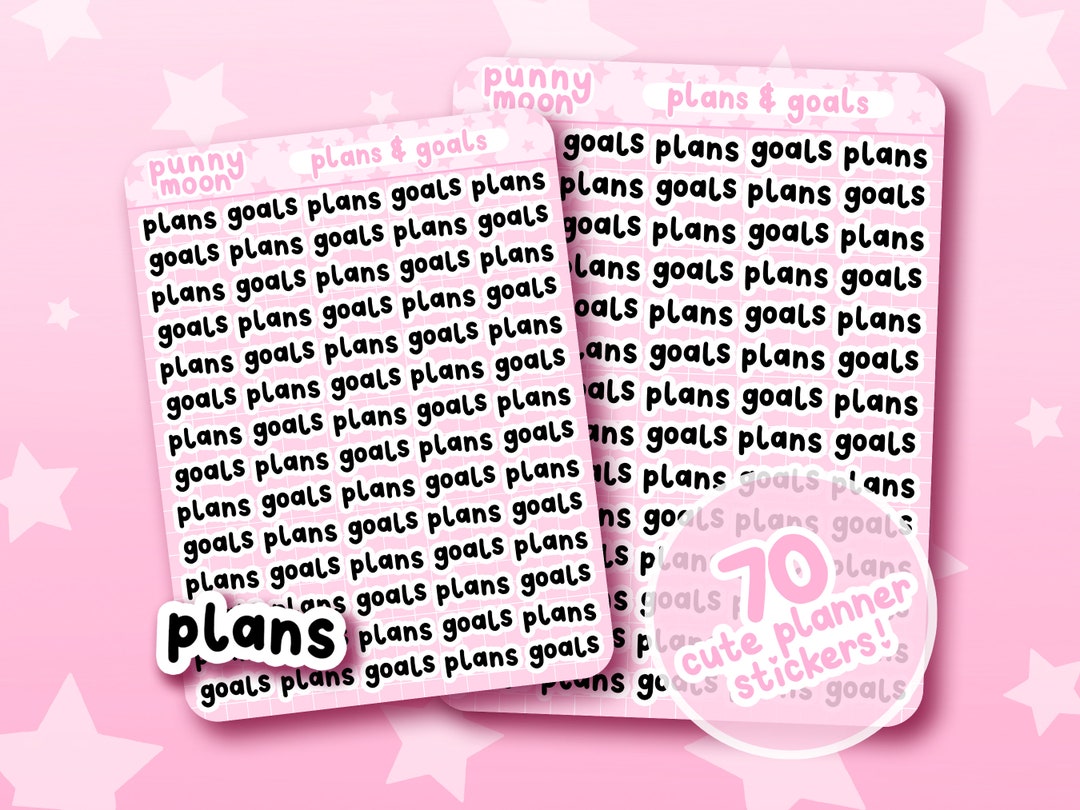 Plans and Goals Sticker Sheet| Cute Planner Stickers| Kawaii Stationery ...