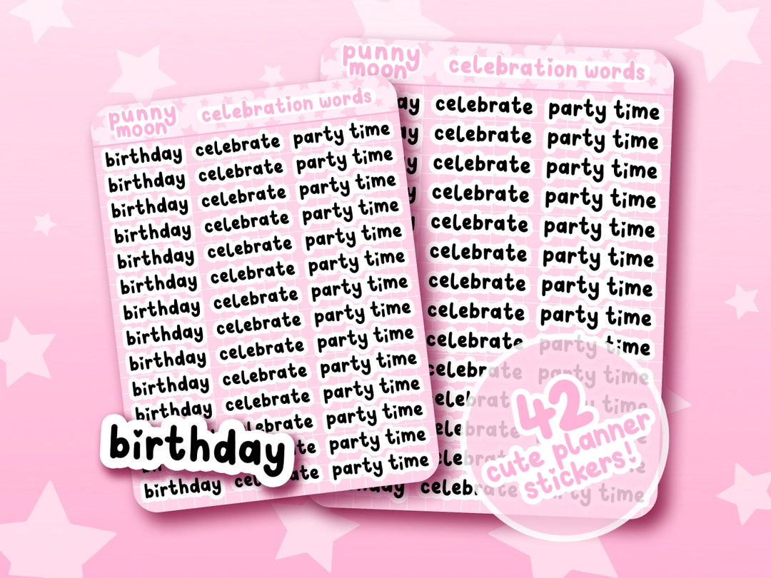 Celebration Sticker Sheet Cute Planner Stickers Kawaii Stationery ...