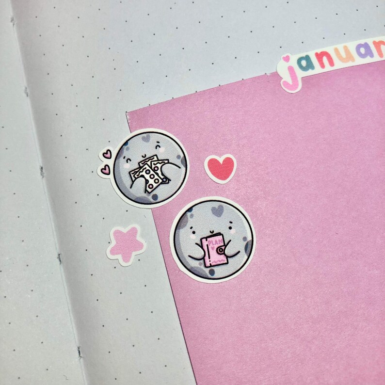 Luna Loves Planning Sticker Sheet| Kawaii Moon Planner Stickers| Cute ...