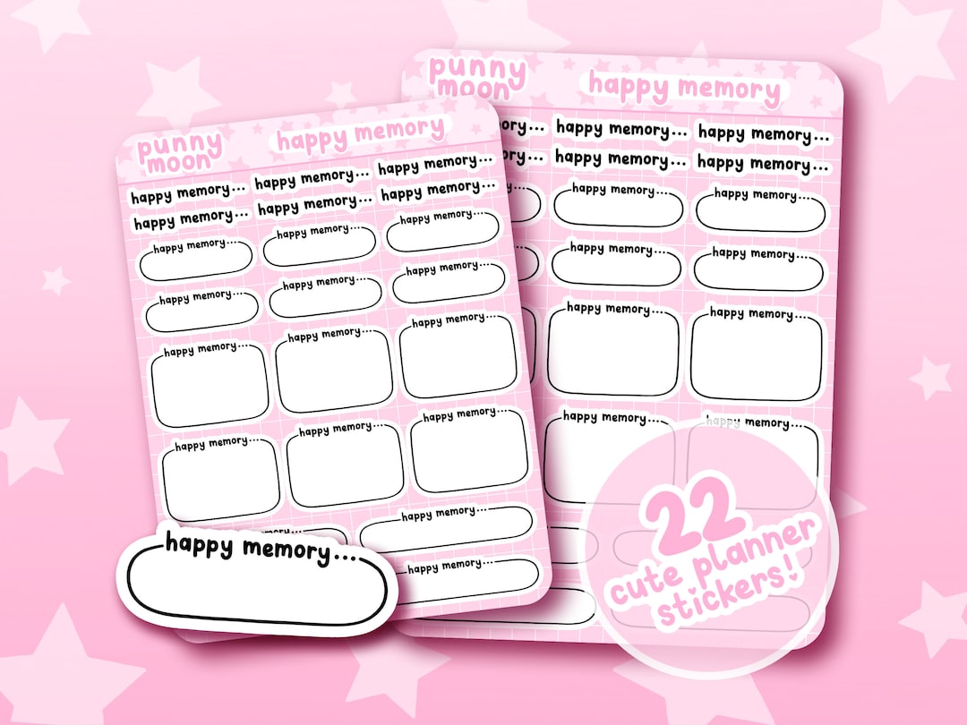 Happy Memory Sticker Sheet| Cute Planner Stickers| Kawaii Stationery ...