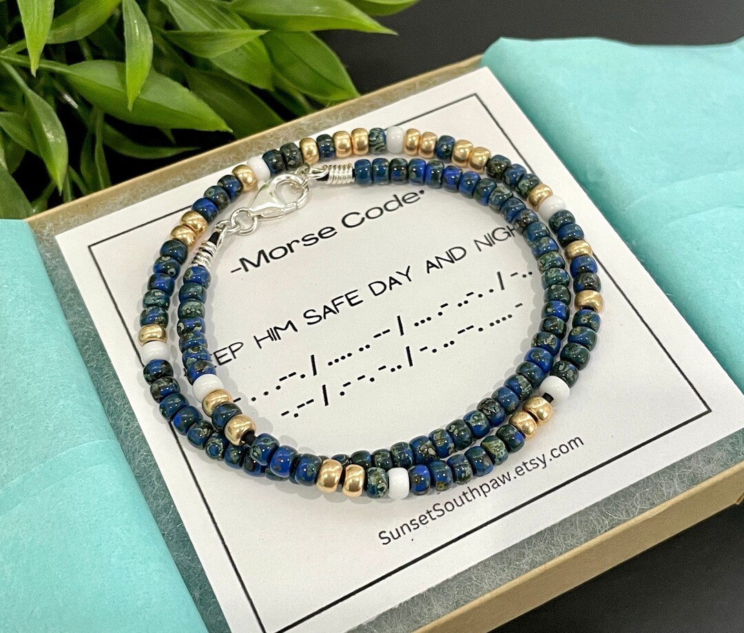 Morse Code Bracelet: "keep Him Safe Day and Night", Military Gift - Etsy