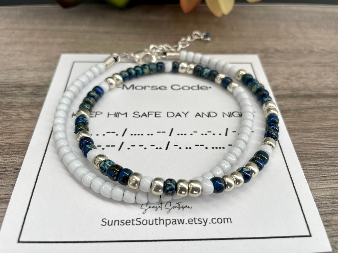 Morse Code Prayer Bracelet: "keep Him Safe" Seed Bead Wrap - Etsy