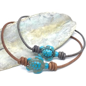Turquoise Sea Turtle Anklet, Turtle Ankle Bracelet, Beach Anklet ...