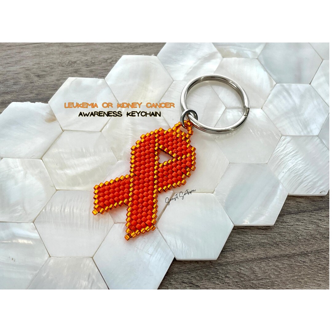Cancer Ribbon Keychain, Awareness Keychain, Leukemia or Kidney Cancer ...