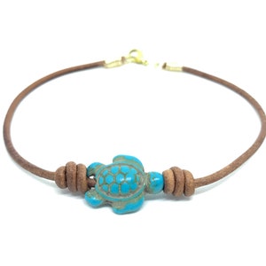Turquoise Sea Turtle Anklet, Turtle Ankle Bracelet, Beach Anklet ...