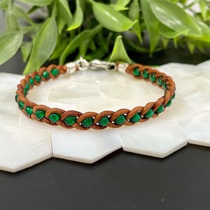 Dark Green Seed Bead Braided Leather Liver Cancer Awareness Bracelet - Etsy