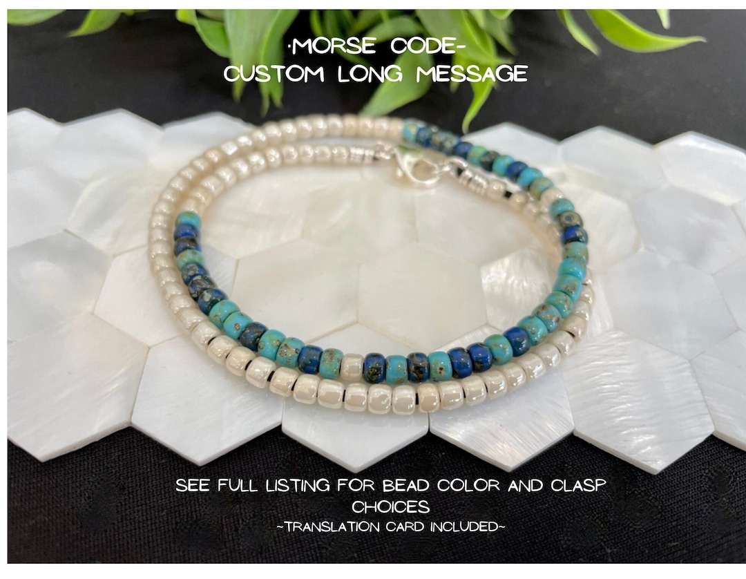 Custom Morse Code Beaded Wrap Bracelet, Long Message, Motivational ...