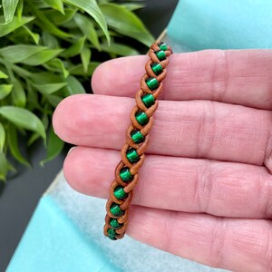 Dark Green Seed Bead Braided Leather Liver Cancer Awareness Bracelet - Etsy