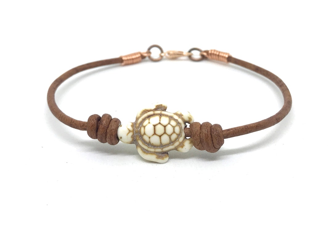 Leather Turtle Anklet or Bracelet: Unisex Sea Life Jewelry - Etsy