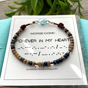 Forever in My Heart Morse Code Bracelet: Custom Beaded Leather Sympathy ...