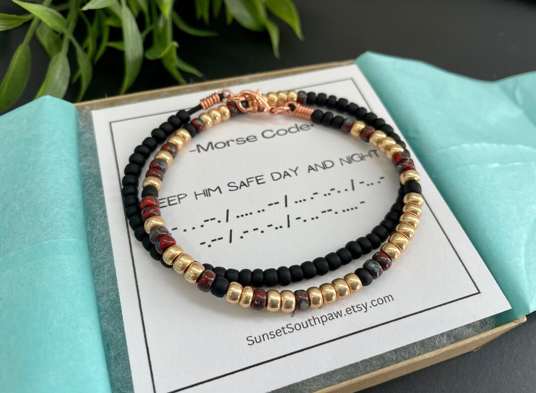 Keep Him Safe Day and Night Morse Code Bracelet: Custom Color Prayer ...