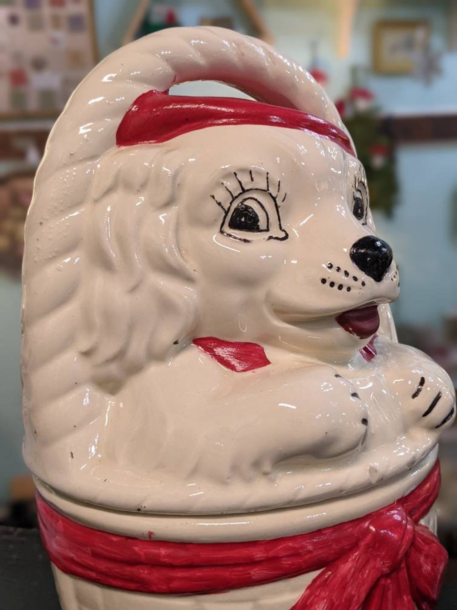 Vintage Cocker Spaniel in Basket Cookie Jar - Etsy