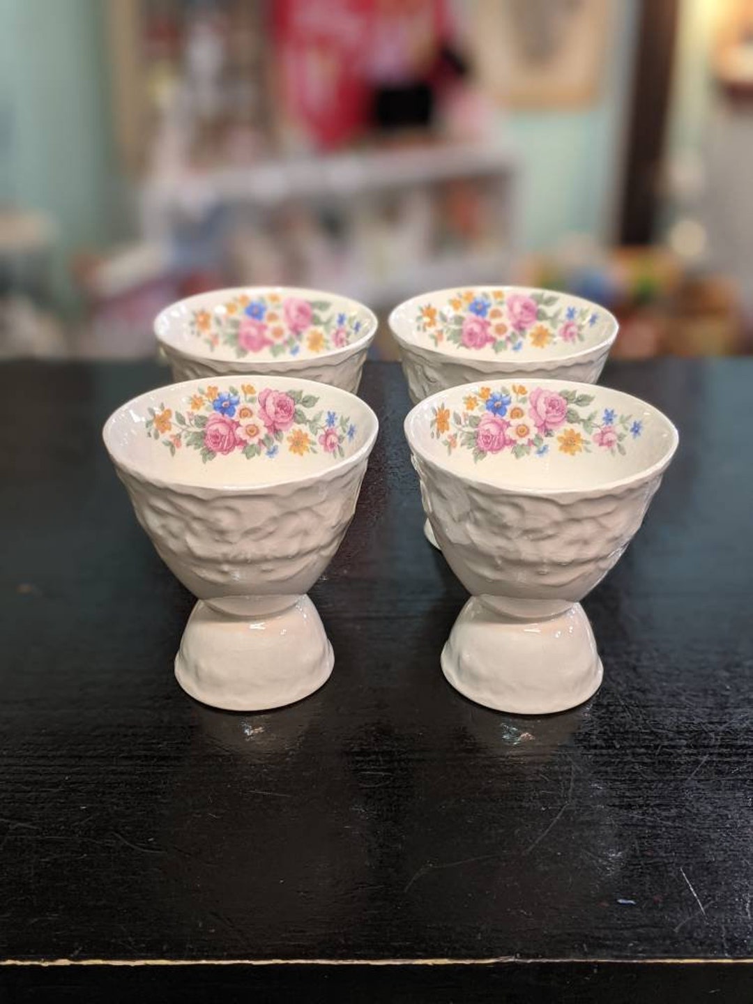 Vintage Set of Four Pope Gosser Rose Point Egg Cups - Etsy