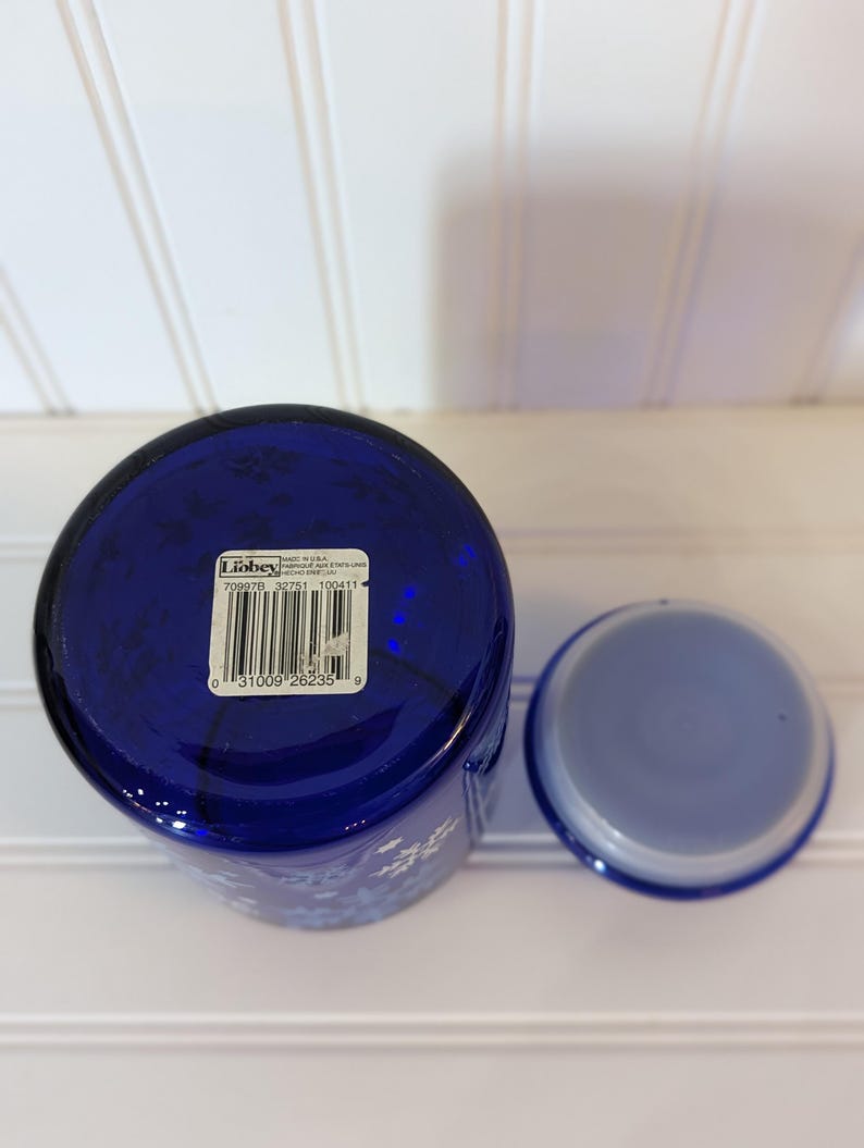 Vintage Libbey Cobalt Blue Snowflakes Glass Canister - Etsy
