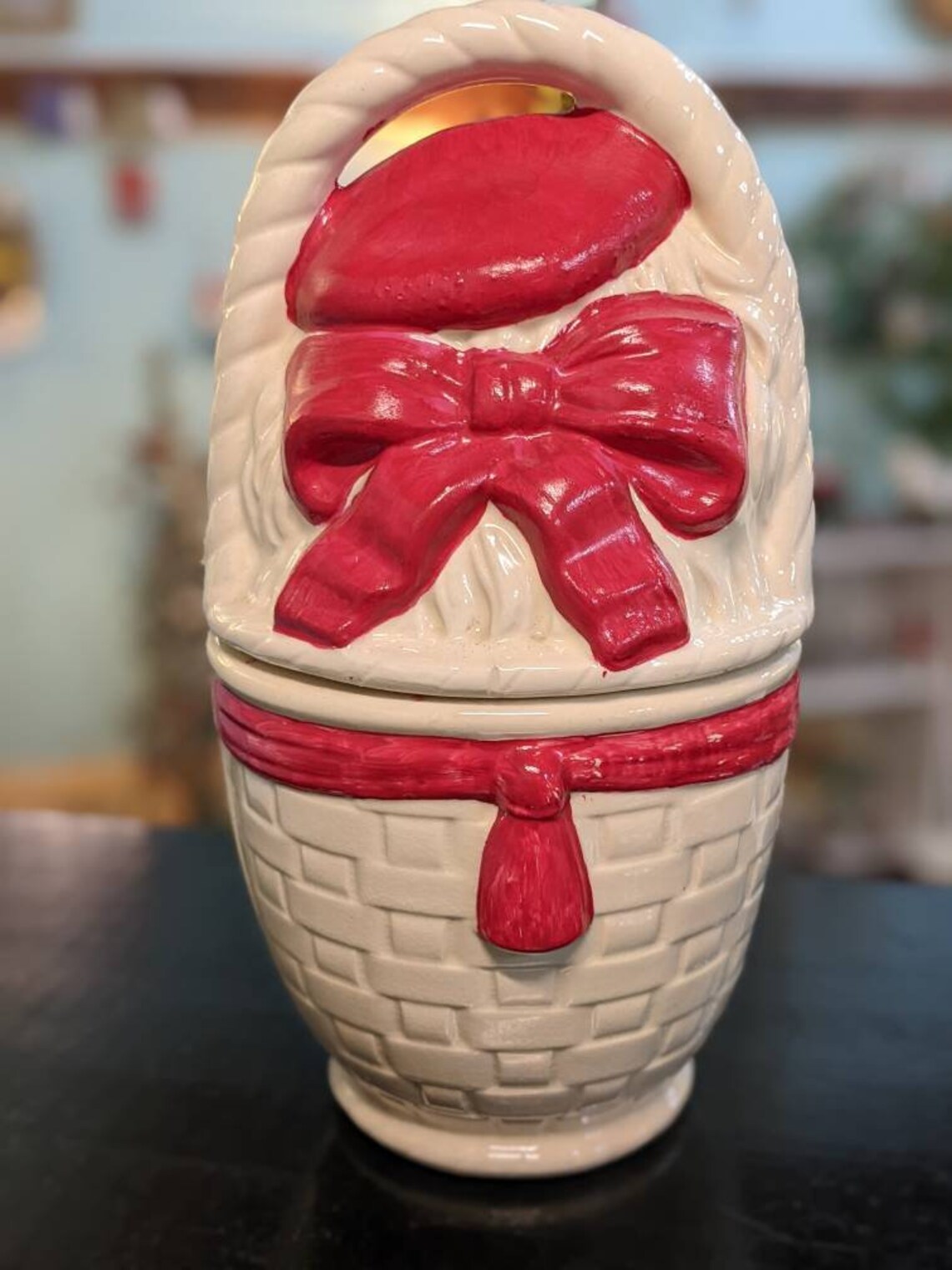 Vintage Cocker Spaniel in Basket Cookie Jar - Etsy