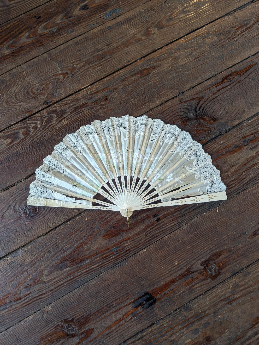 Antique Cream Silk Folding Edwardian Fan - Etsy