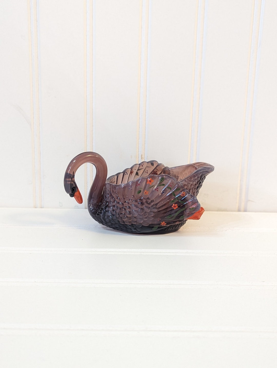 Vintage Boyd Amethyst Slag Glass Swan Salt Cellar - Etsy