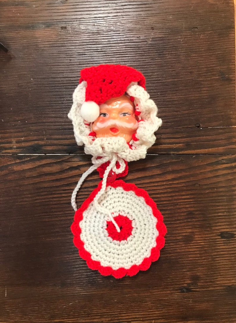 Vintage Crocheted Santa Face Detachable Potholder - Etsy