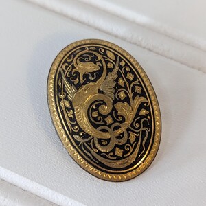 Vintage Damascene Gold Dragon Pin - Etsy