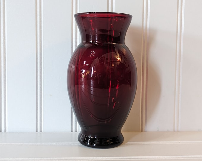 Vintage Anchor Hocking Royal Ruby Red Glass Flower Vase - Etsy