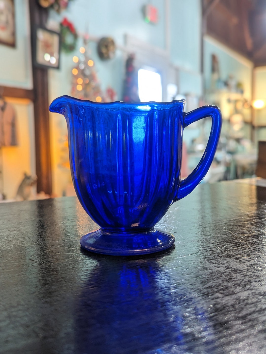 Vintage New Martinsville "addie" Blue Depression Glass Creamer - Etsy