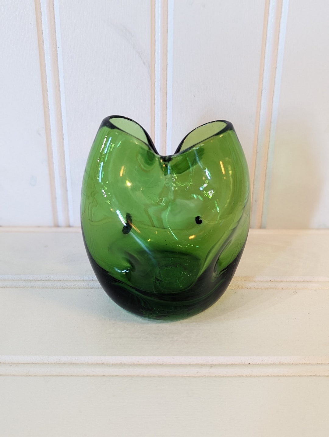 Vintage Blenko Green Glass Mini Dimple Vase - Etsy