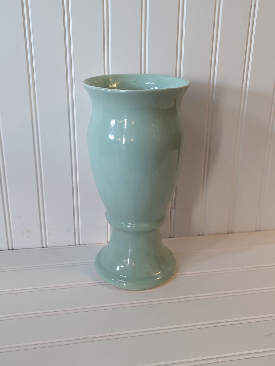 Vintage Green Brush Mccoy Pottery Vase - Etsy