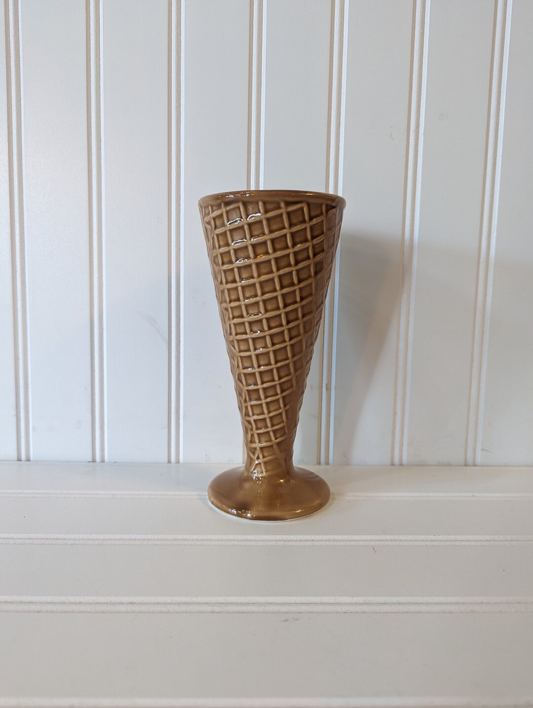 Vintage Ceramic Ice Cream Waffle Cone Shaped Sundae Dish - Etsy