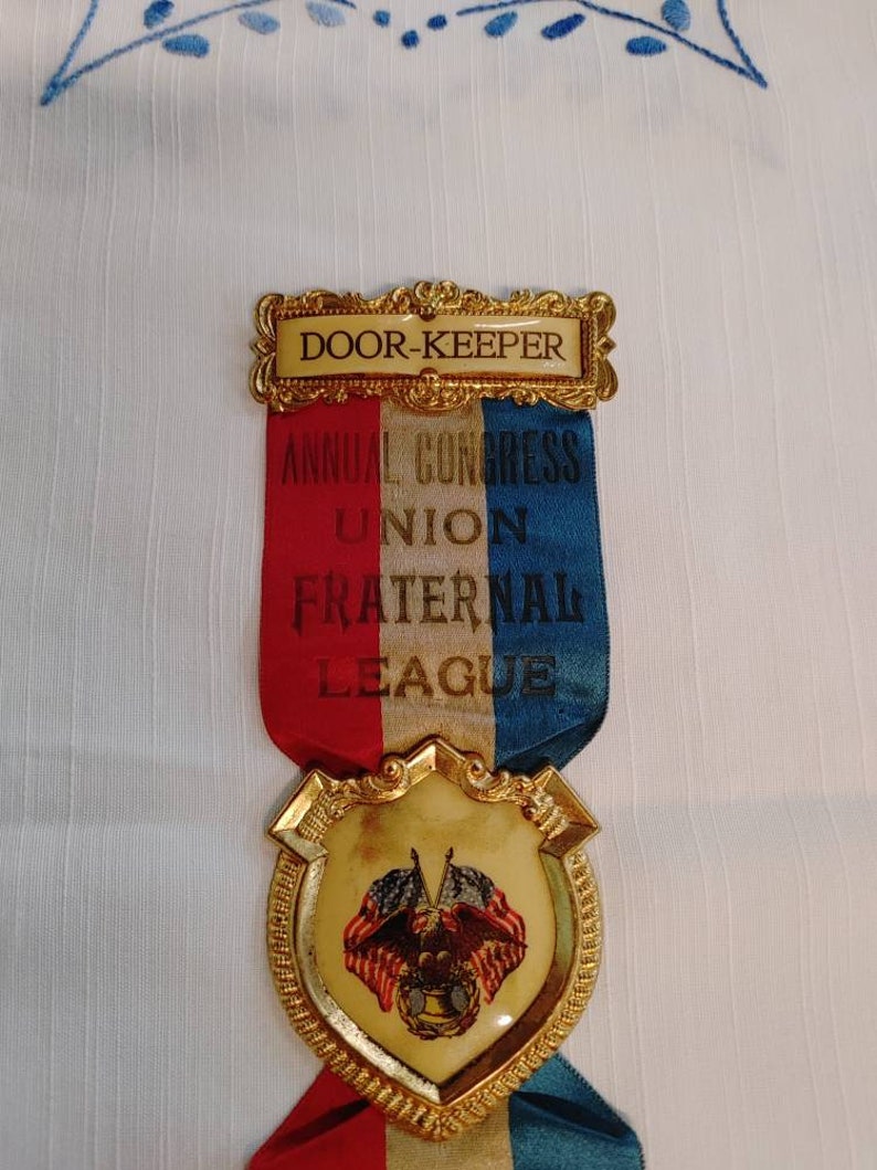 Antique Celluloid Door Keeper Ribbon From Union Fraternal | Etsy