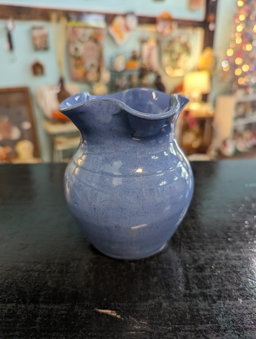 Vintage Bybee Pottery -? Blue Ruffled Vase - Etsy
