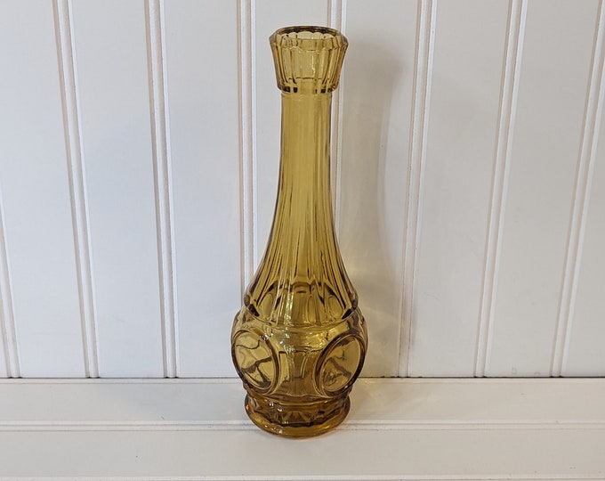 Vintage Wheaton Bullseye Amber Glass Vase - Etsy