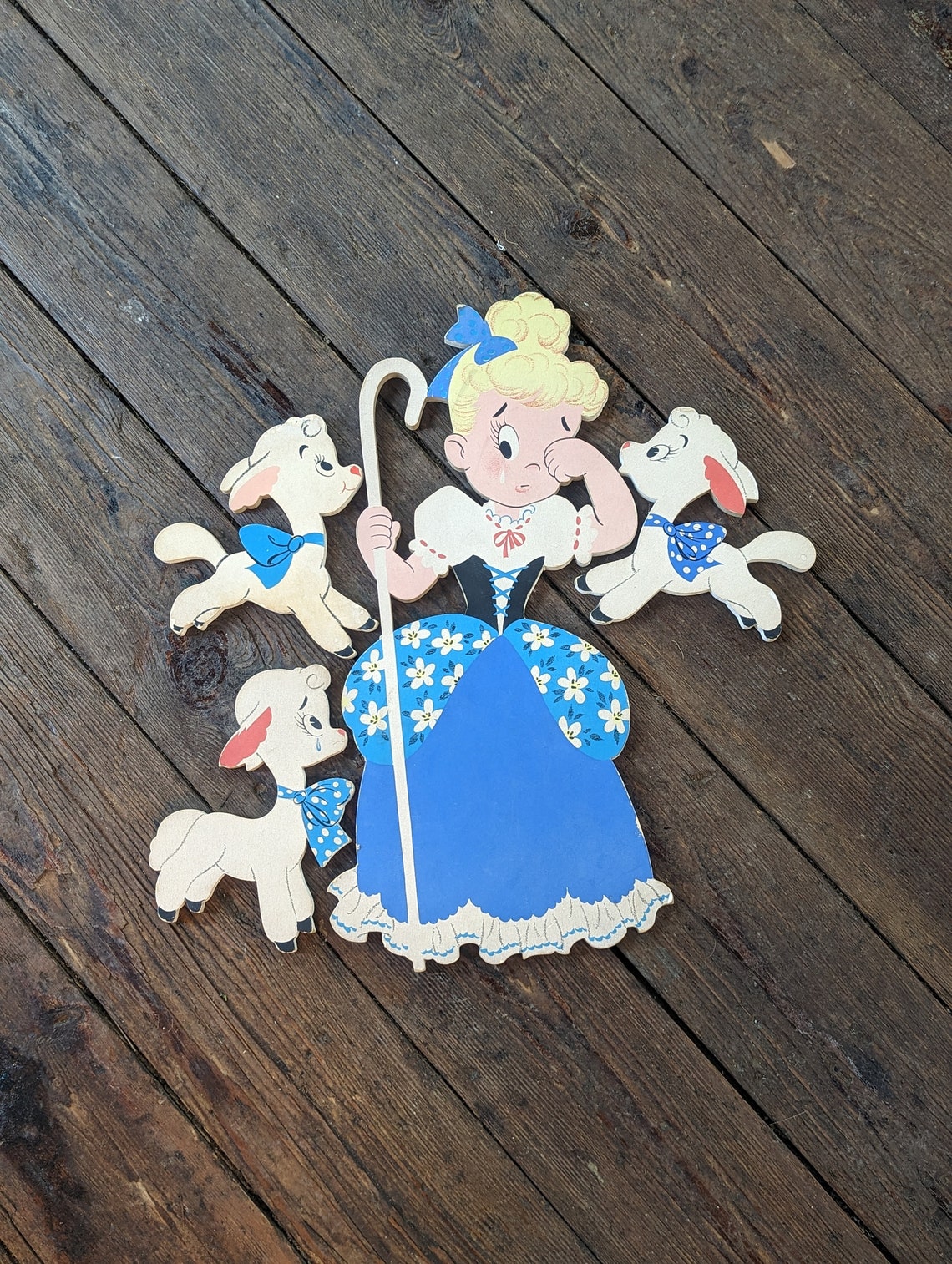 Vintage Little Bo Peep and Three Sheep - Etsy