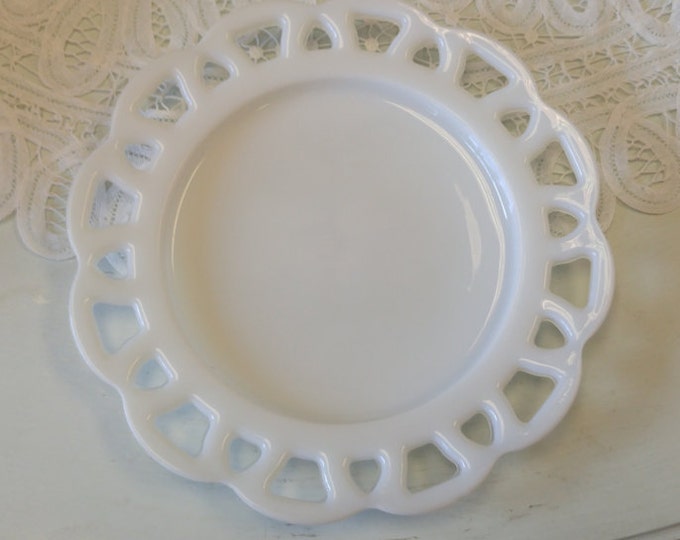 Vintage Milk Glass Pierced Lace Edge Plate - Etsy