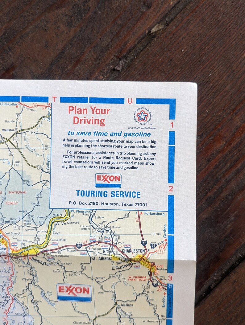 Vintage Exxon Bicentennial Map of Tennessee and Kentucky - Etsy