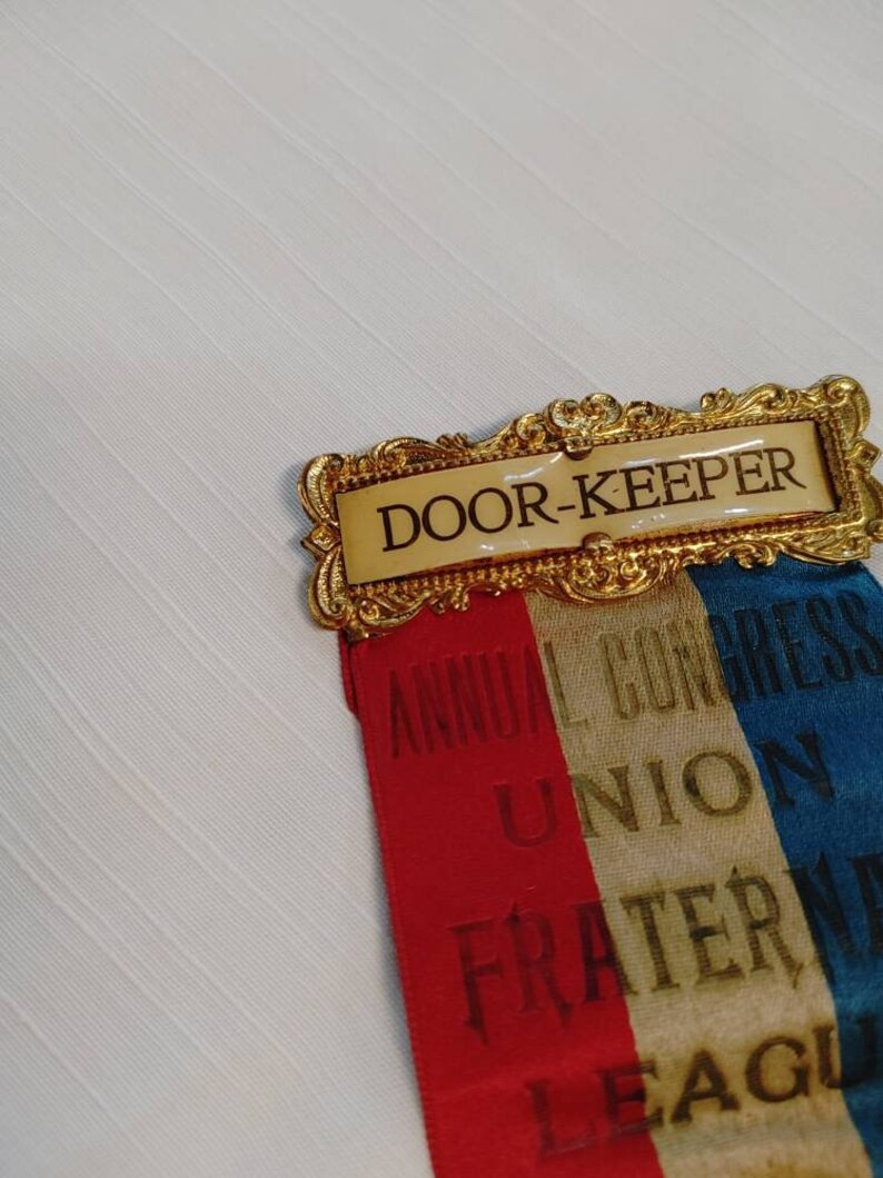 Antique Celluloid Door Keeper Ribbon From Union Fraternal - Etsy